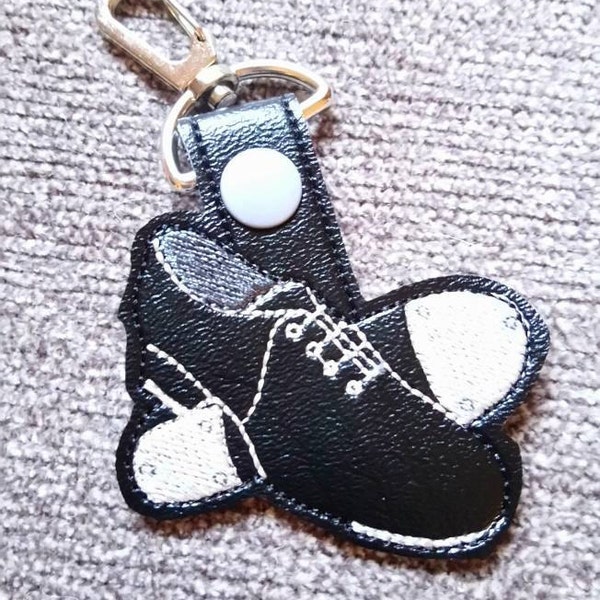 Key Fob , Key Chain , Snap Tab , Embroidered Vinyl Tap Shoe , Dance ...