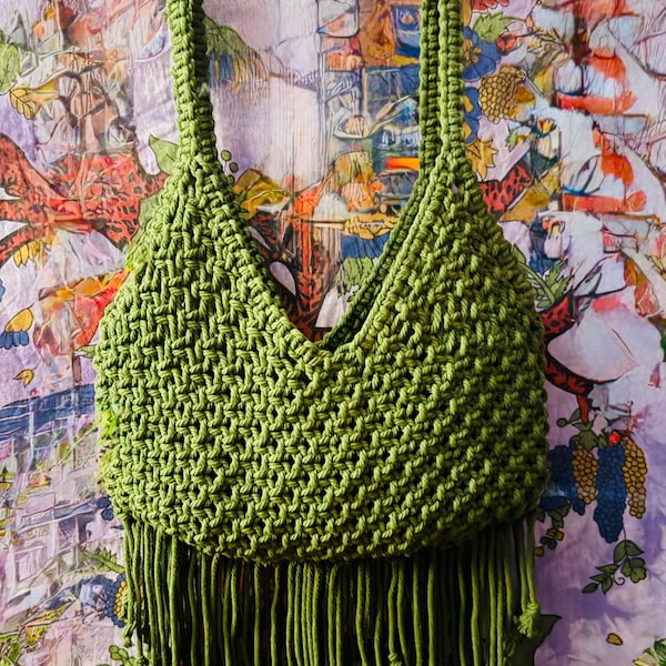 Macrame Bag PDF Pattern, DIY Macrame Boho Purse, Handbag Pattern, Macrame Tote Bag Pattern, How ...