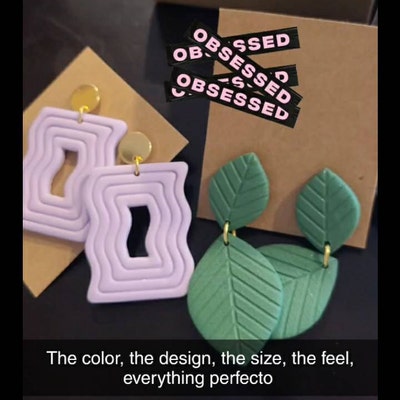 Funky White and Neon Lime Green Polymer Clay Statement Earrings ...