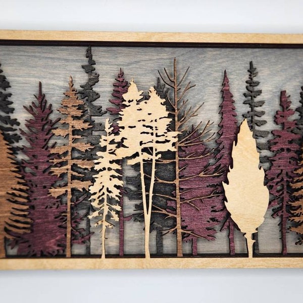Layered Forest Design for Laser Cutting - 2 Separate Designs 4 Panels ...