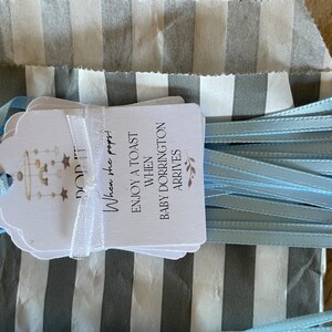 Blue Baby Shower Tags, Baby Boy Baby Favour Tags, Personalised Bottle ...