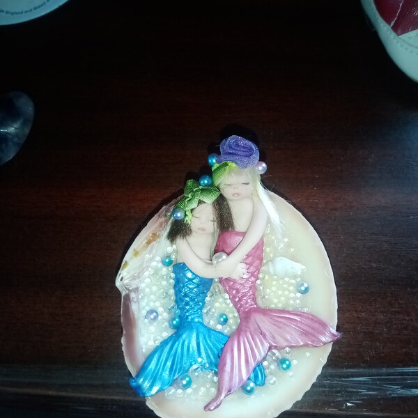 OOAK Polymer Clay Mermaid Sleeping Fairy Mermaid With Mother of Pearl ...