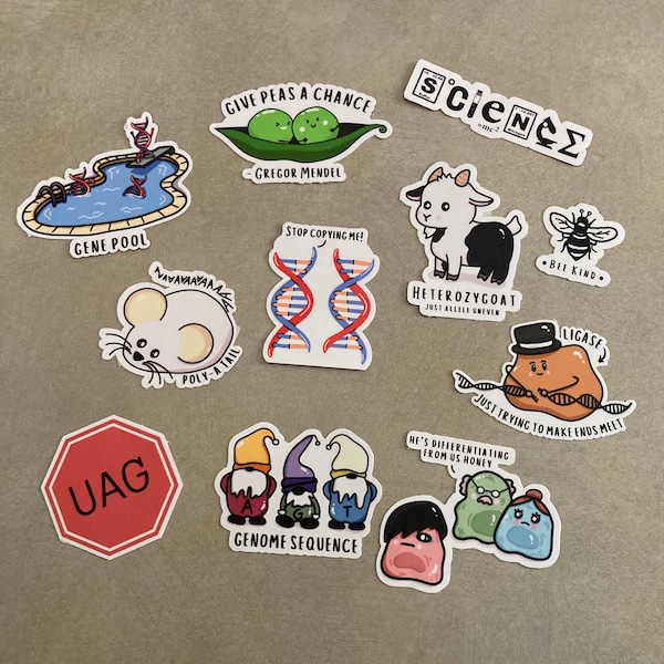Genetics Pun Stickers | Science, Biology, Genetics, Pre-med | Water ...
