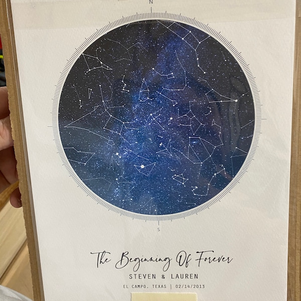 Night Sky Star Map Unique Birthday Gift Ideas for Wife | Unique Wedding ...