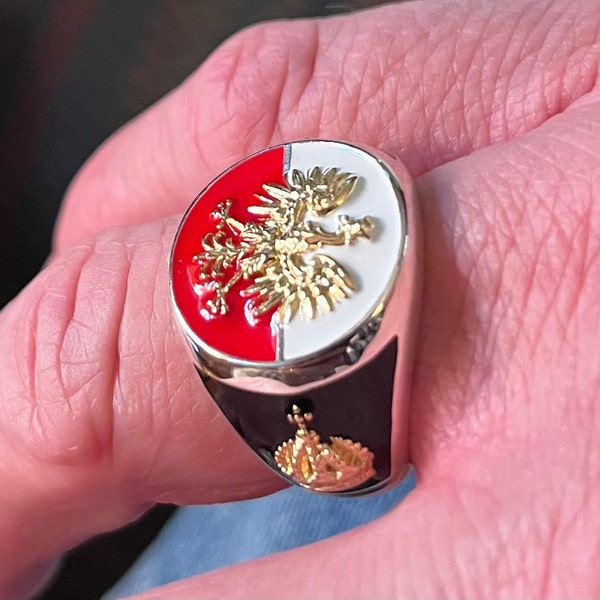 Poland Ring Signet Ring Polish Ring With Eagle Crown, Jewelry, Gift ...