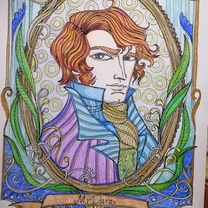 Coloring Page PDF Jane Austen, Pride and Prejudice Mr Darcy and ...