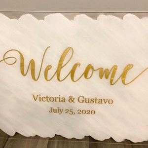 Personalized Painted Back Welcome Sign, Brushed Back Acrylic Welcome ...