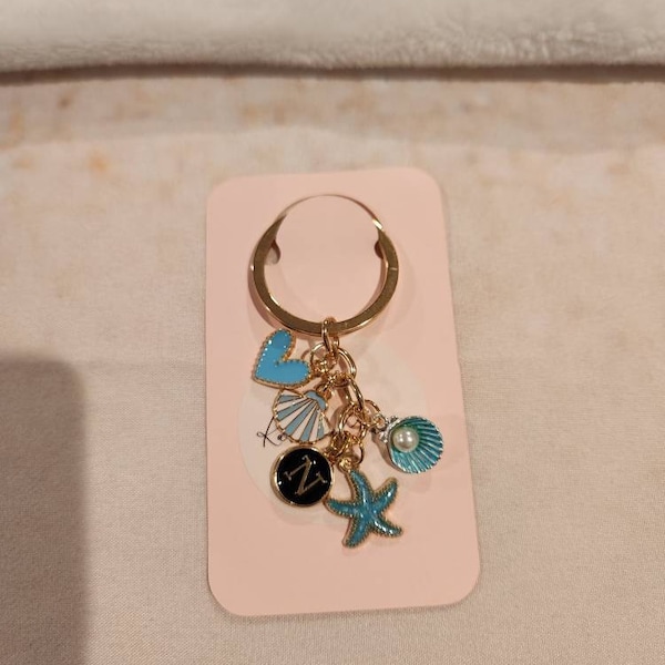 Girly Dangle Keychain Custom Initial With Flower-star-cherry-envelope ...