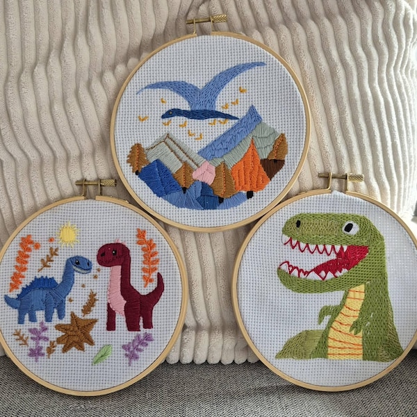 Dinosaur Embroidery Pattern Bundle PDF Easy DIY Dino Hoop Art Nursery ...