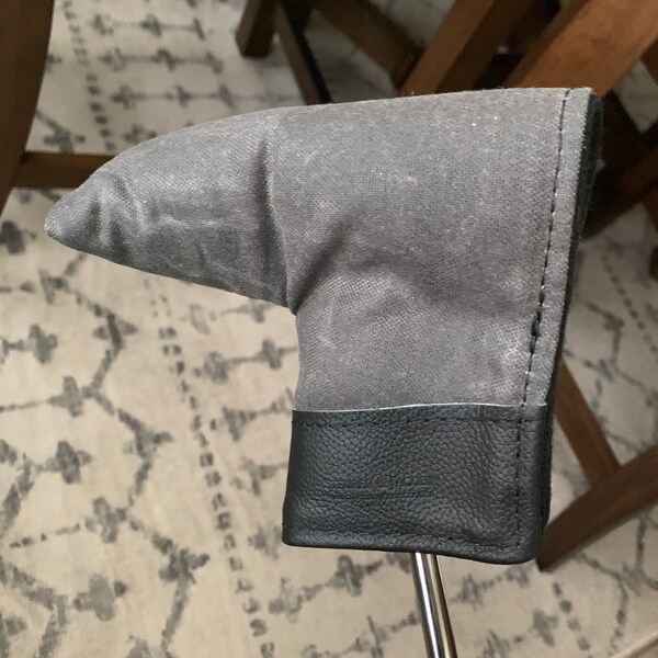 Waxed Cotton Duck and Leather Putter Cover Black, Handcrafted, Golf ...