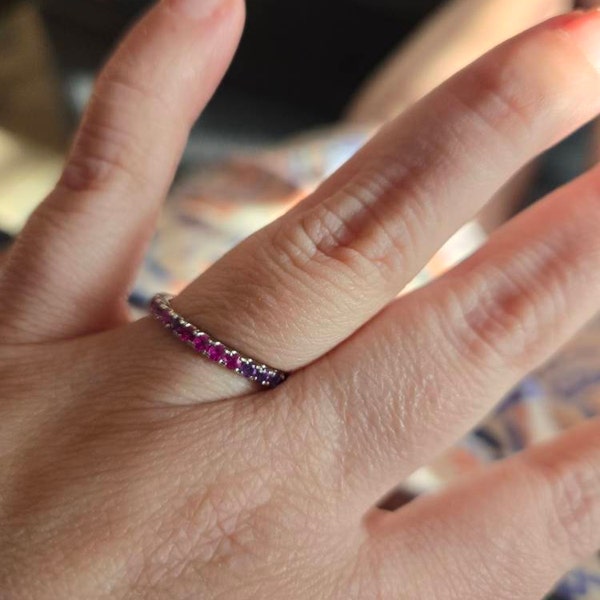 Pave Ruby Eternity Band Ruby Half Eternity Gaurd Band 2.5mm Natural ...