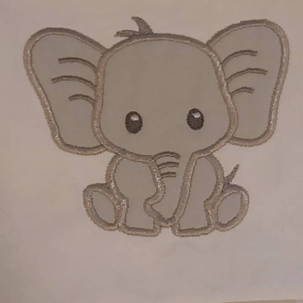 Baby Elephant Applique Embroidery Design, Cute Elephant Machine ...
