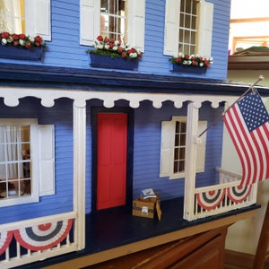 American Flag W/pole flag Holder Available Dollhouse Miniature 1:12 ...
