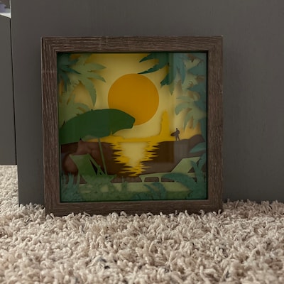 3D Beach Shadow Box Svg Lighted, Ocean Light Box Svg, Shadowbox ...