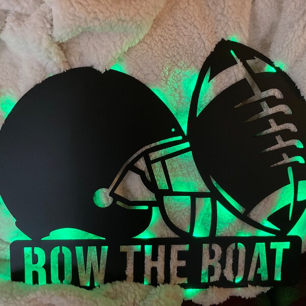 Personalized Football LED Metal Art Sign / Light up Football Name Metal ...