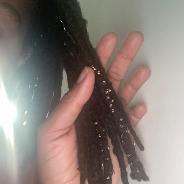 Small Rose Gold Lined Clear Loc Sprinkle Beads, Braid Jewelry Dreadlock ...