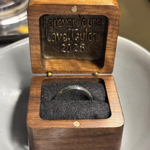 Black Wood Ring Box With Bee Proposal Wedding Ring Box for Men and ...