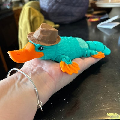 Large Articulated Platypus 3D Printed Figure With Removable Hat ...