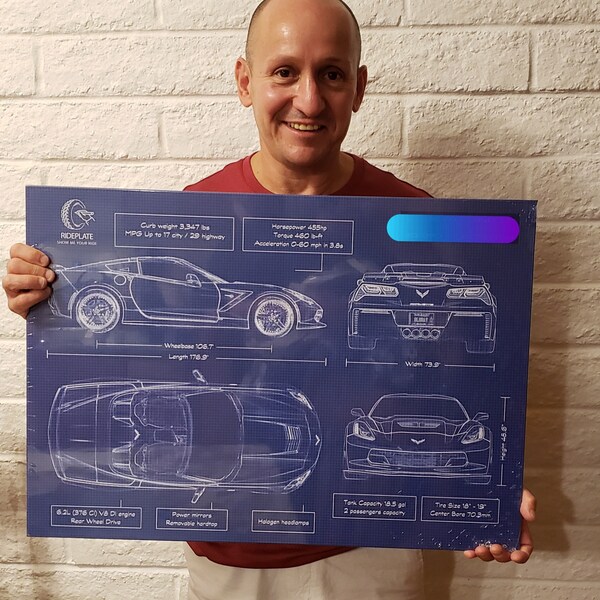 Porsche 911 Carrera GTS 992 Blueprint Canvas in Black | Gift for Him ...