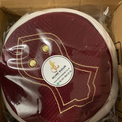 Handmade White & Red Sarik, Takke, Islam Prayer Hat With the Nalayn Red ...