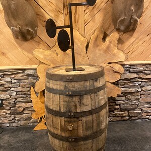 Deluxe Whiskey Barrel Cabinet Table W/ Lazy Susan Rotating Shelf and ...