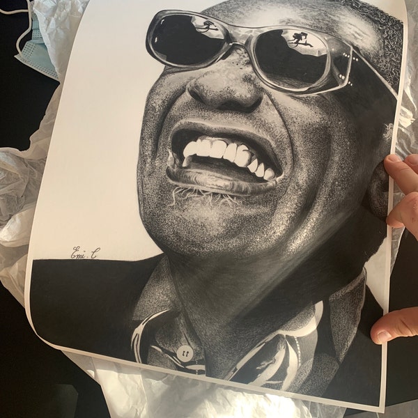 Ray Charles Drawing Art Singer - Etsy