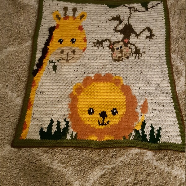 Baby Graphgan Pattern - Corner to Corner - C2C - Baby Giraffe Monkey ...