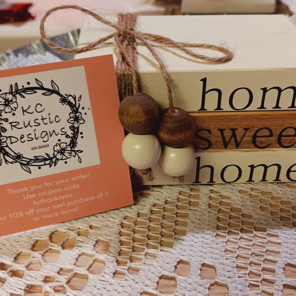 Farmhouse Wood Book Stack/ Home Sweet Home/ Book Bundle/ Tiered Tray ...