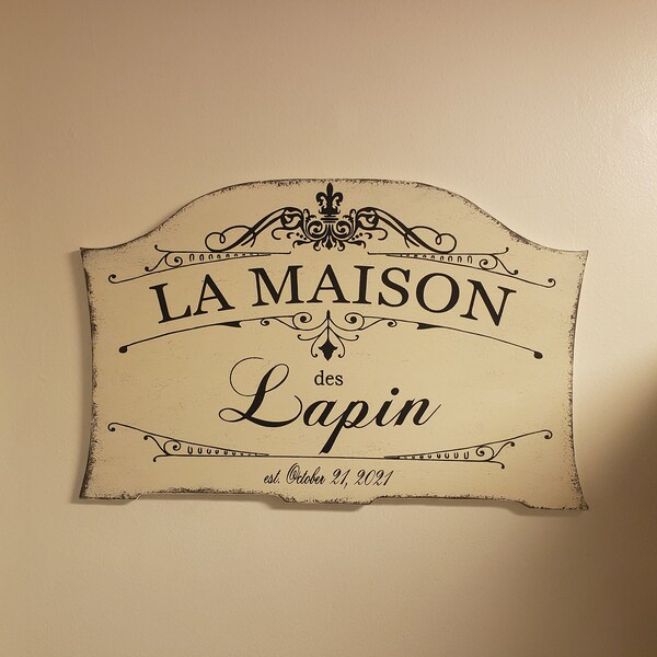 LA MAISON De NAME, Custom Family Name Sign, French Sign, 28 X 18 - Etsy