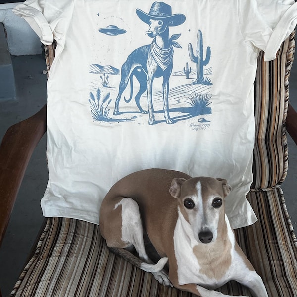 Greyhound Shirt, Whippet Vintage Shirt UFO Western Shirt, Retro T-shirt ...