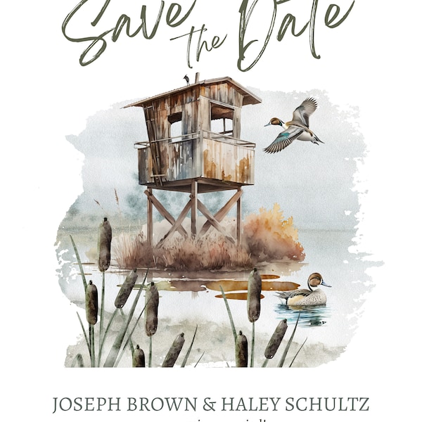 Duck Hunting Wedding Save the Date | Printable Mallard Duck Invitation ...