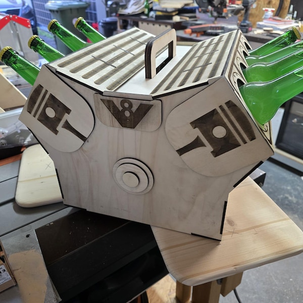 Beer Engine Beer V8 Beer Carrier Beer Caddy Laser Cut File DXF, SVG ...