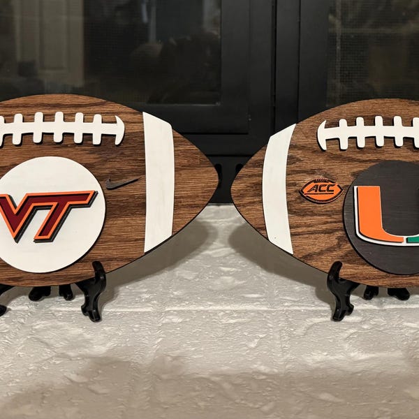College Custom 3D Wooden Football- Large - Etsy