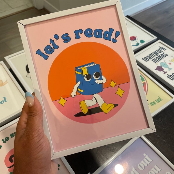 Let's Read Poster, Reading Decor, Digital Prints, Inspirational Art ...