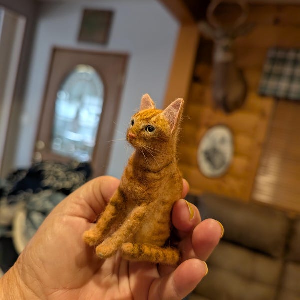 Custom Needle Felted Cat Figurinecustom Wool Felting Cat Portraitneedle ...