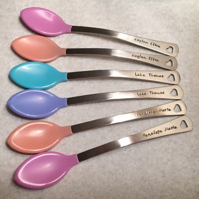 Personalized Baby Spoons, Set of 2 Custom Baby Boy Spoons, Engraved ...