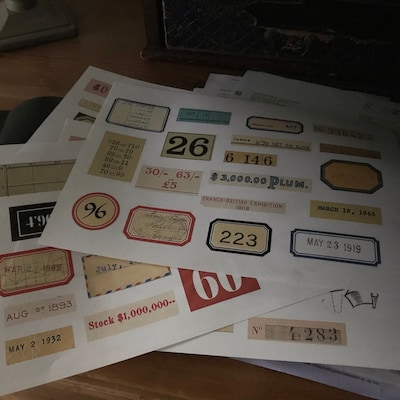 55 Printable Vintage Number Labels Digital Junk Journal Label Kit ...