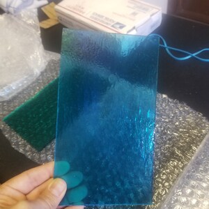 Stained Glass, Turquoise Blue TRANSPARENT Fusible Iridescent, Bullseye ...