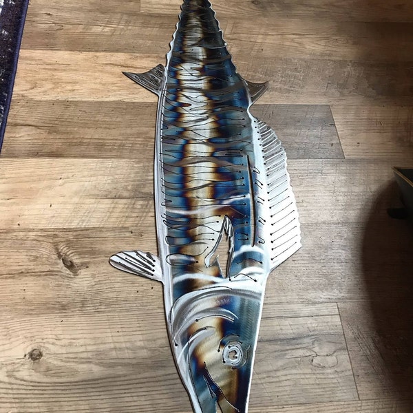 Huge Wahoo Fish Metal Wall Art - Hand Made Large Metal Fish Sculpture ...