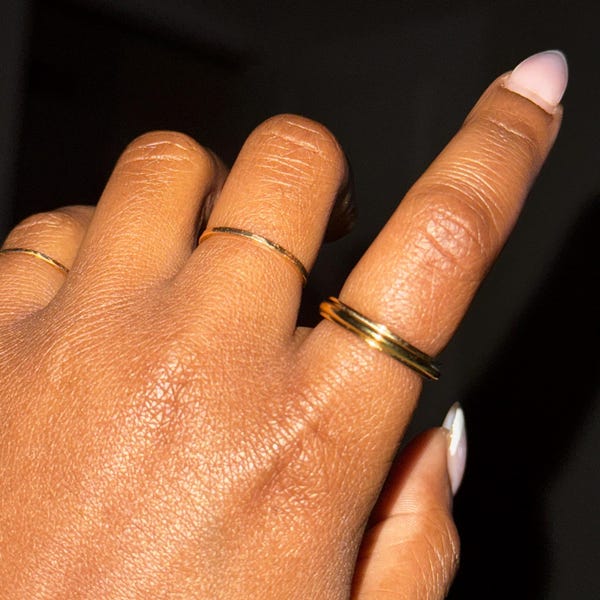 Bellanca Diamond Connected Stacker Gold Linked Spinner Ring, Handmade ...