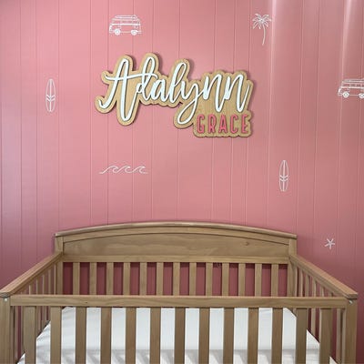 Large Wood Name Sign, Nursery Name Sign, Boho Nursery Sign , Above Crib ...