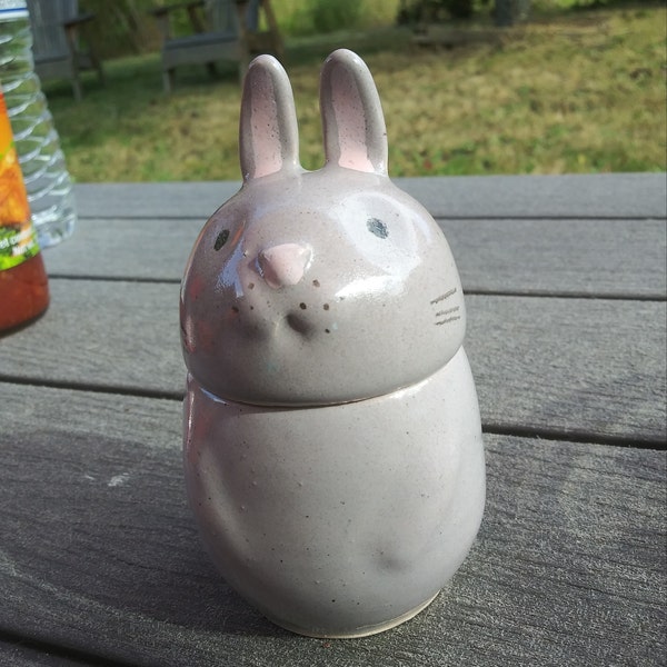 Bunny Jar With Lid, Rabbit Ceramic Container 2023, Hare Pottery Tea ...