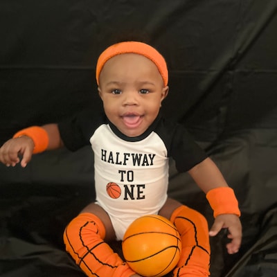 Personalized Basketball Half Birthday Uniform Jersey Headband ...