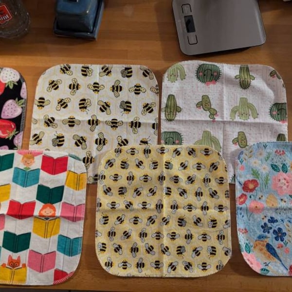 Reusable Napkins - Single-ply Cotton Flannel - Random Prints | Cloth ...