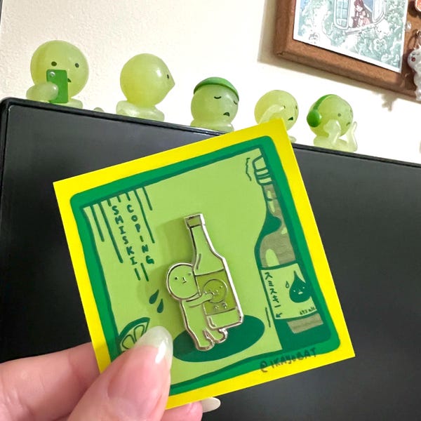 PREORDER: Little Green Man Enamel Pin - GLOWS - Etsy