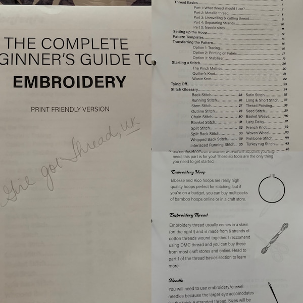 Complete Beginners Guide to Embroidery- PDF Digital Embroidery Stitch ...