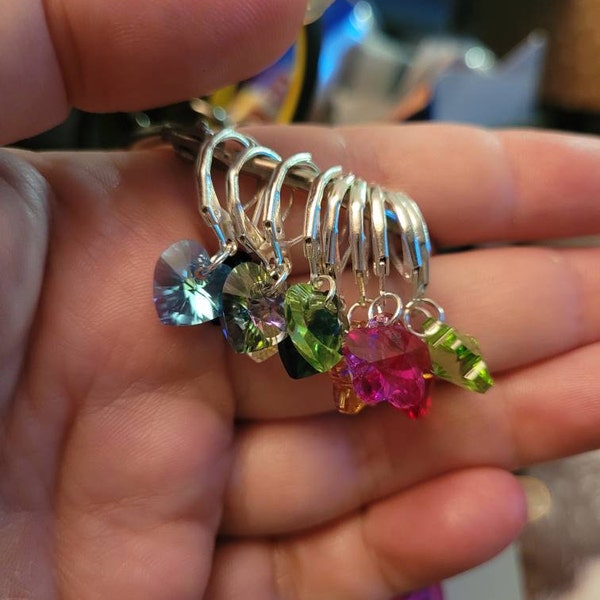 Swarovski Stitch Markers, Knitting Markers, Crochet Markers, Heart ...