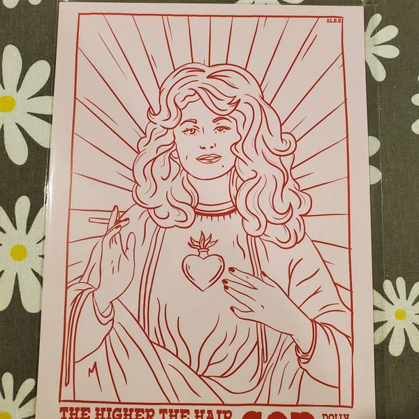 Dolly Virgin Mary A4 Art Print Religious Quote Country Music Portrait