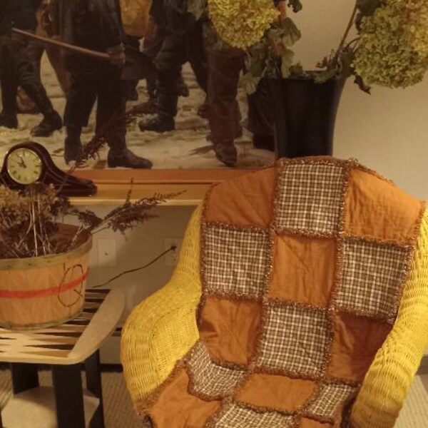 Patriotic Disappearing Nine Patch Rag Quilt, Sofa Throw, Denim Rag ...