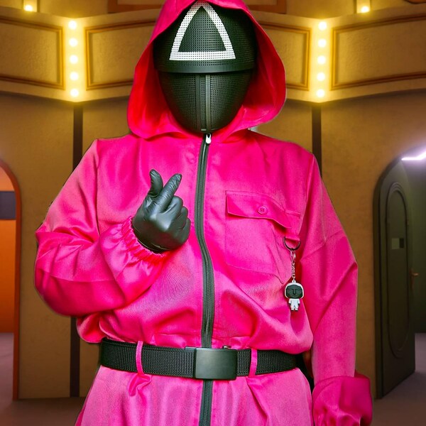 Front Man Costume Dark Grey Cloak With Mask and PU Leather Gloves ...